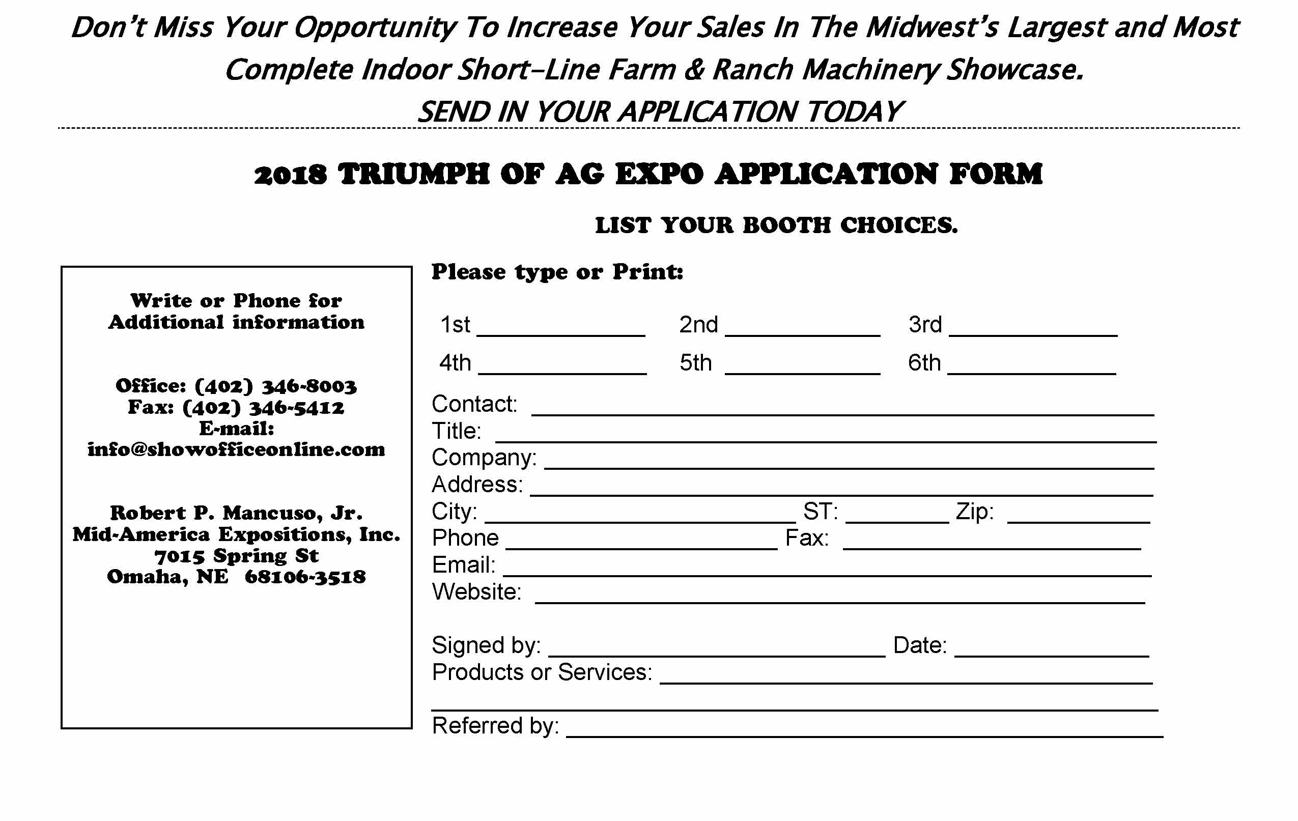 Exhibitor information | Triumph of Ag Expo
